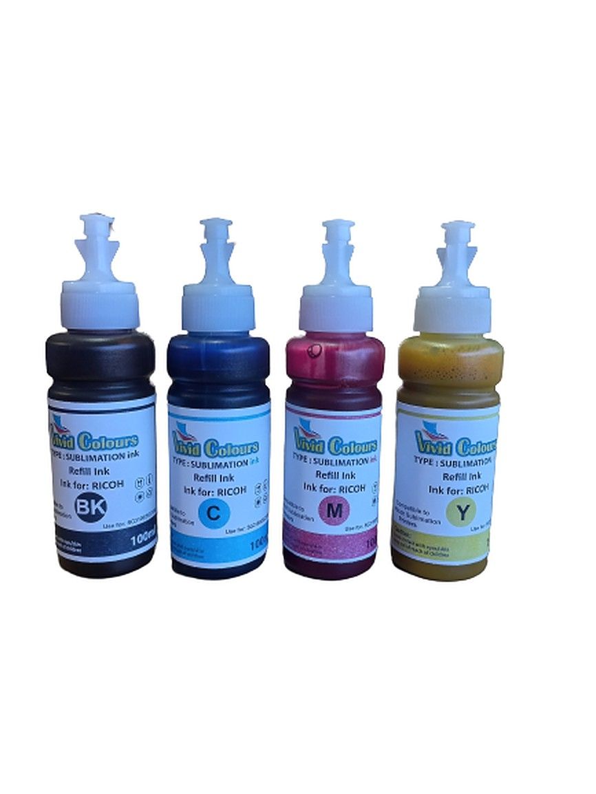Vivid Colours Dye Ink Bottles B/C/M/Y - Compatible with Ricoh ...