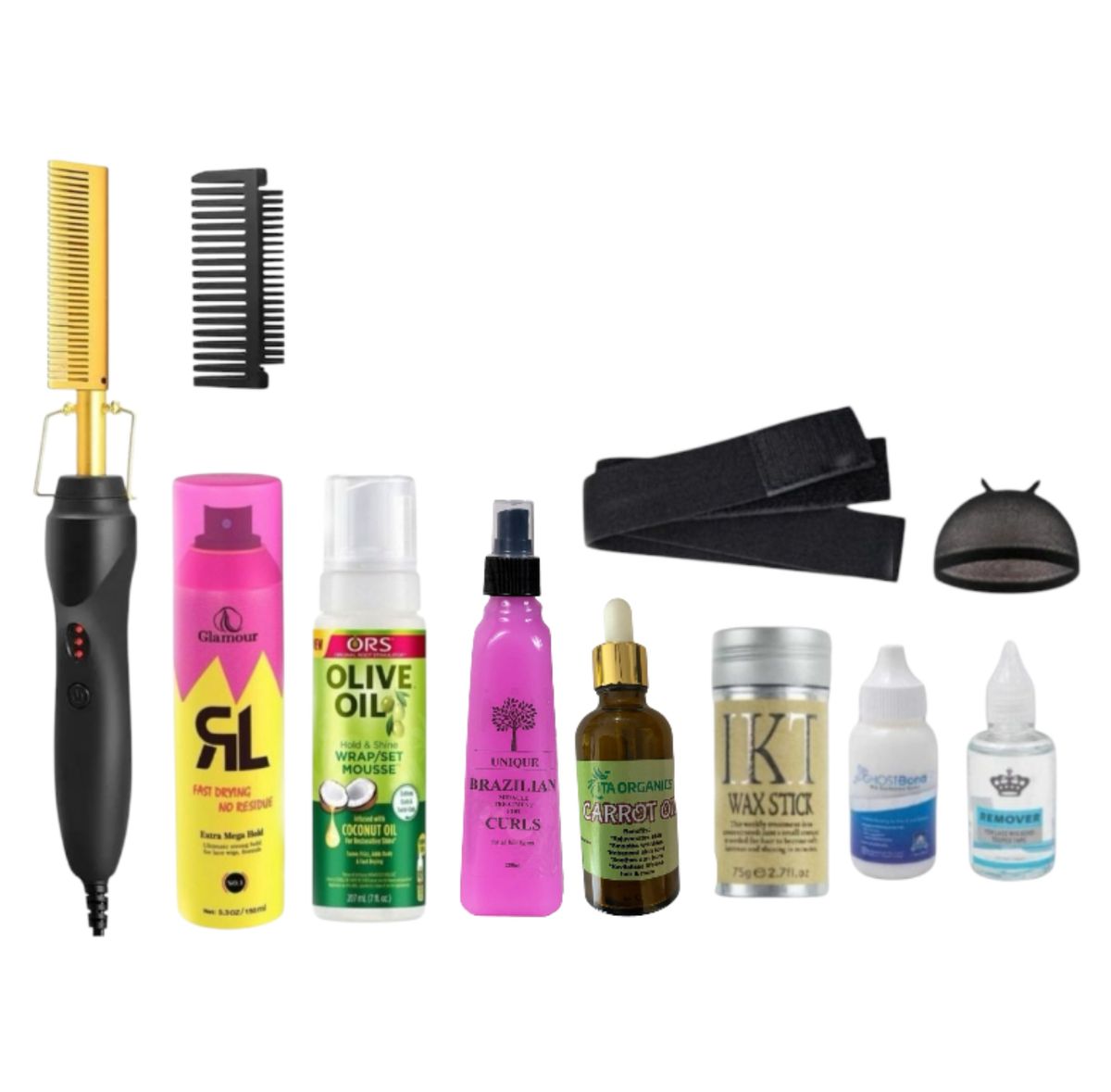 Front Lace Wigs High Quality Hot Comb Installation Kit With Carrot Oil ...