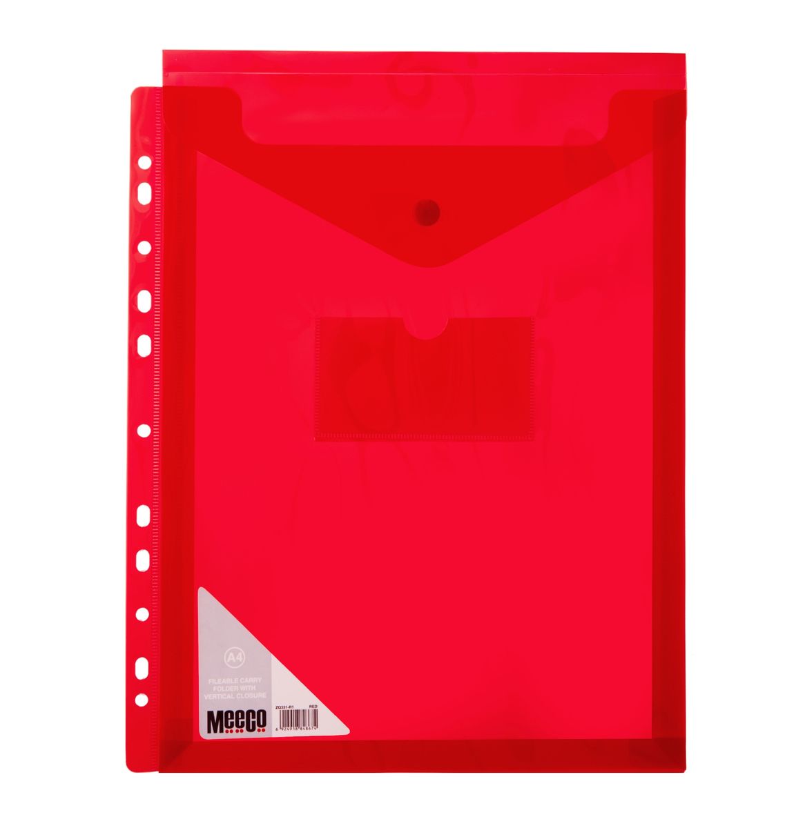 5 Pack - Meeco Fileable Carry Folder with Vertical Closure - A4 - Red ...