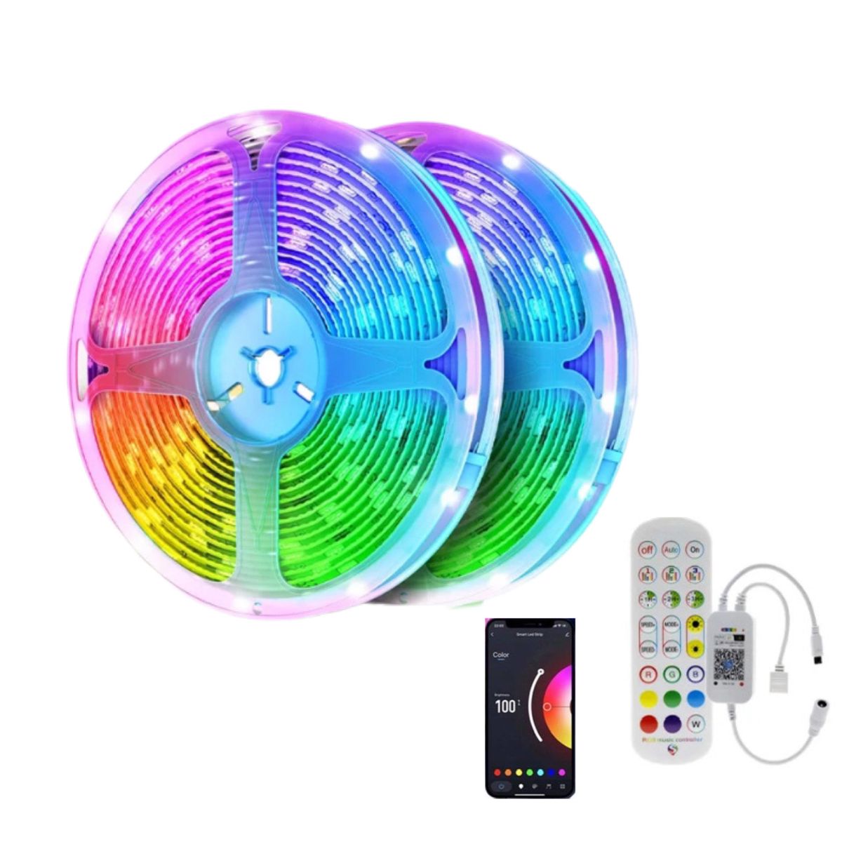 10m Tuya RGB LED Strip Lights Controlled by Mobile App & Remote Control ...