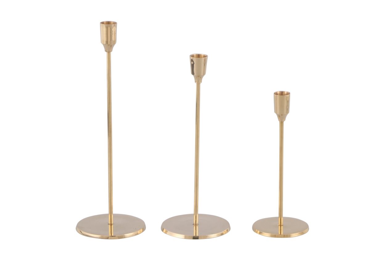 Elegant Dinner Candle Holder Thin Rod Gold Finish ( Set of 3 Pcs ...