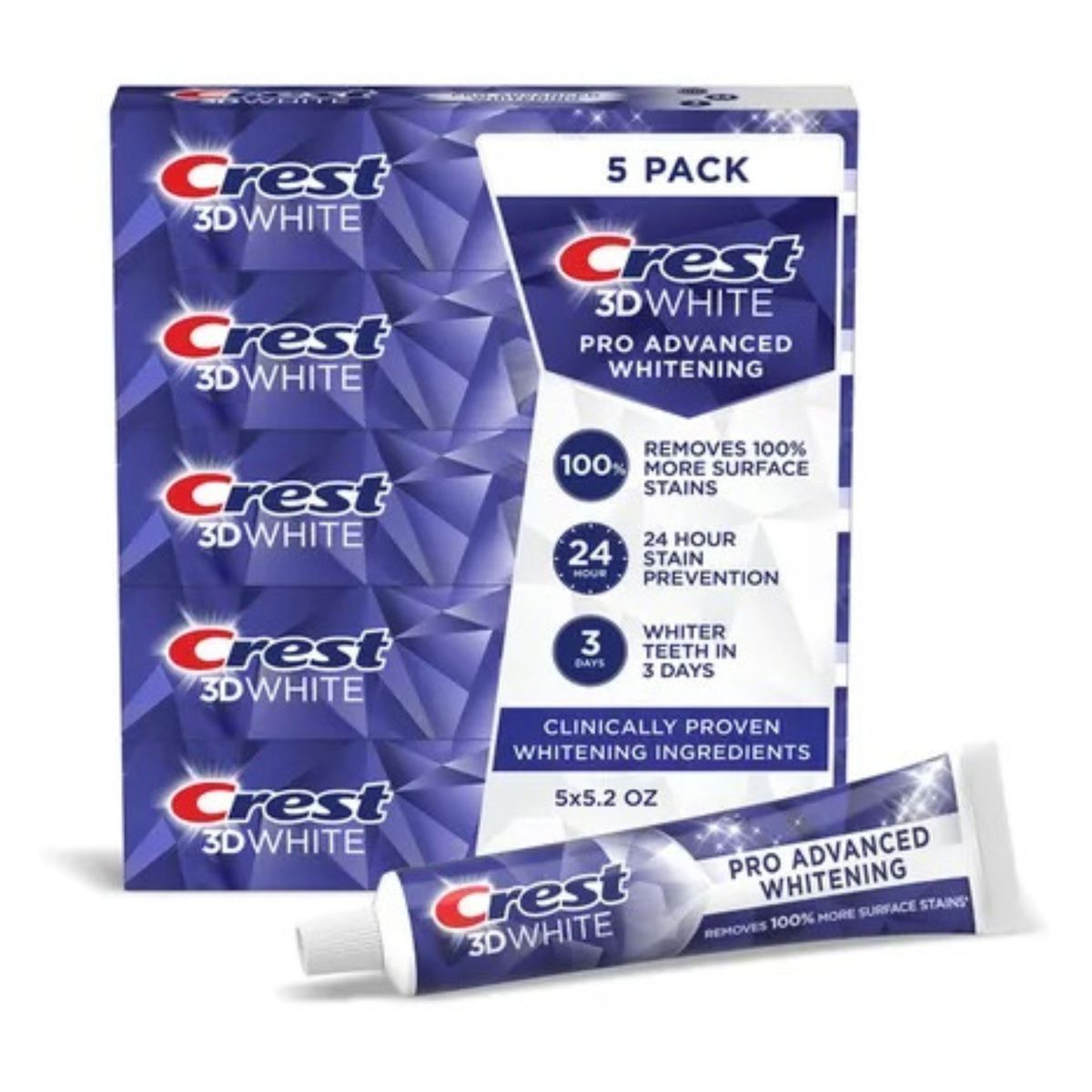Crest 3D White Pro Advanced Whitening Toothpaste - 5 Pack (5 x 147g) | Shop Today. Get it ...