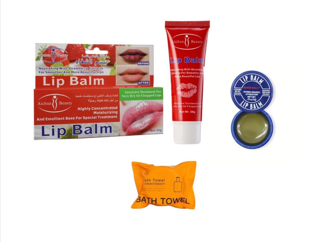 Aichun Beauty Nourishing Lip Balm, Noble Lip Balm & Compressed Towel ...