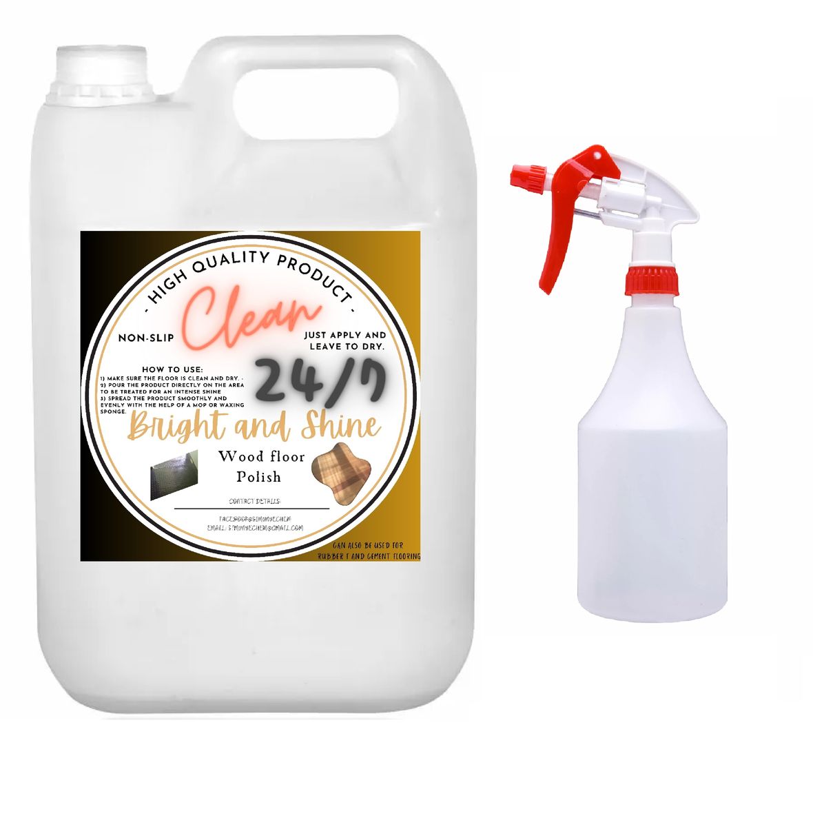 Liquid Wood Floor Polish - Non-Slip 5LT + 750ml Empty Spray Bottle ...