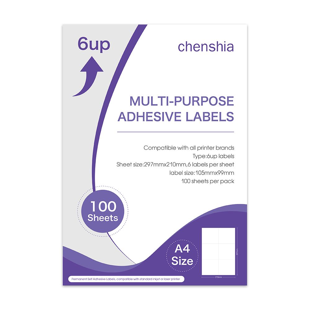 6Up Label Self Adhesive A4 Size 100 Sheets - Easy Peel Stickers | Shop ...