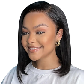 VSP 12Inch Peruvian Hair Straight Bob Short Wigs 13x4 Full Frontal Lace ...