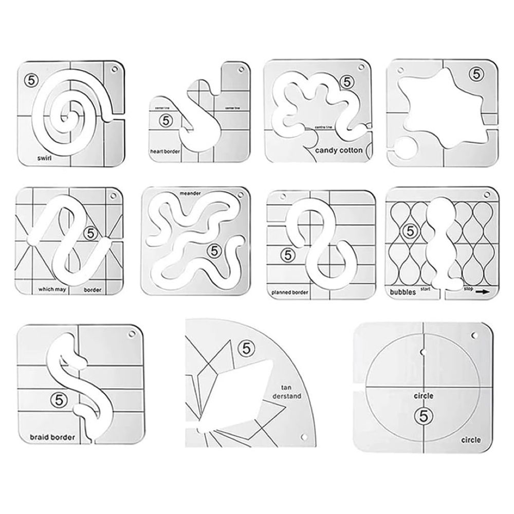 Craft DIY Multifunctional Acrylic Sewing Template Ruler Set of 11 ...