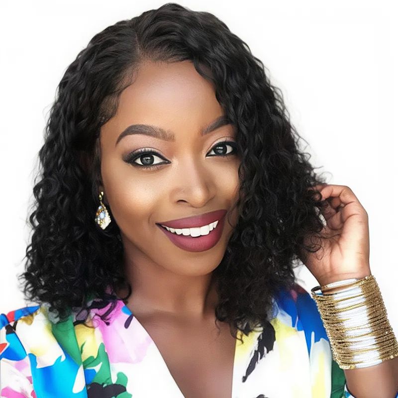 VSP 12In Peruvian Hair Frontal Curly Weave Wig 13x4 Lace Front Bob Wig ...