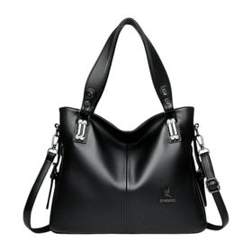 ZMBIRD - Luxury Faux Leather Shoulder Tote Bag With Silver Accents ...