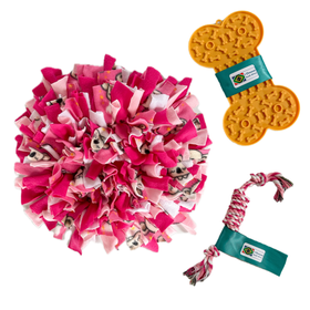 Pet entertainment/slow feeding bundle - snuffle mat, lick mat, rope toy ...