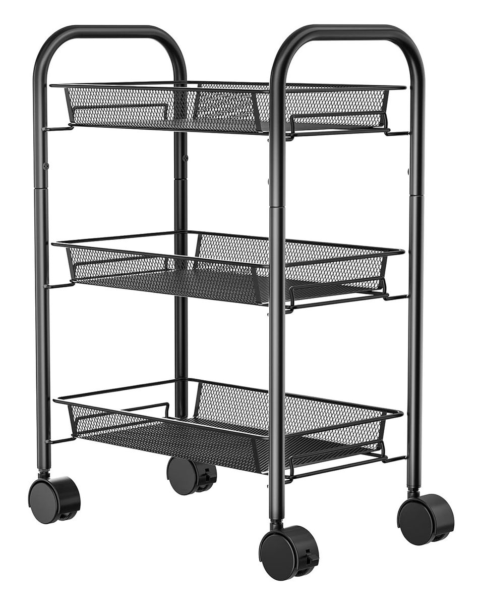 3 Tier Mesh Wire Rolling Storage Cart Black | Shop Today. Get it ...