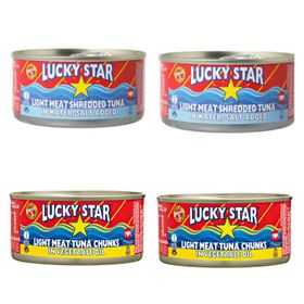 Lucky Star Light Meat Tuna Chunks + Shredded Tuna 170g (Pack of 4 ...