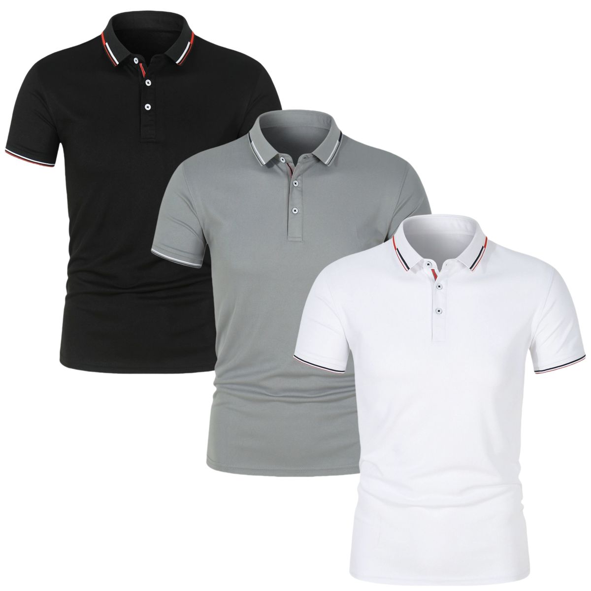 Men Polo Slim Fit Shirts Sports Daily Tops With Button - 3 Colors - 3 ...