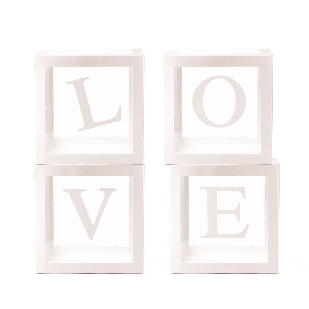 White LOVE Letter Boxes For Baby Shower - 4 Pieces | Shop Today. Get it ...