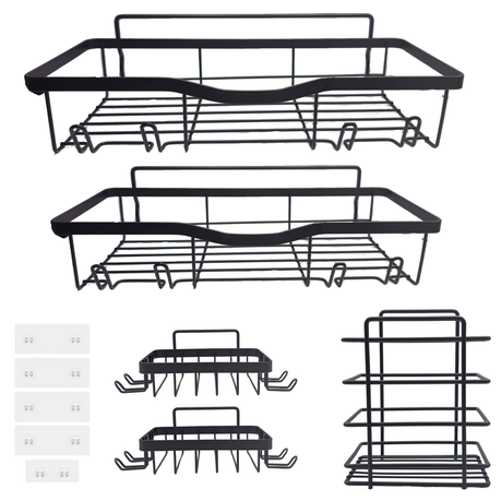 Shower caddy with hooks store