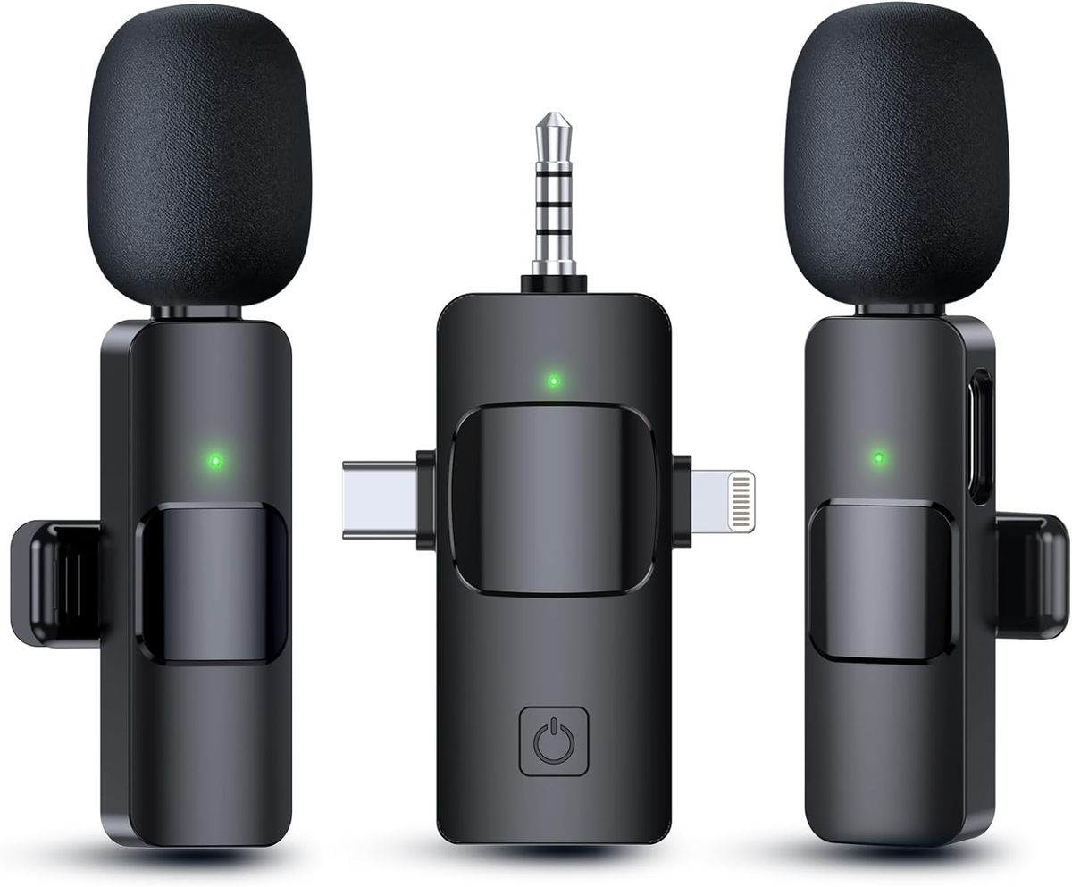 3 in 1 Wireless Microphone for iPhone, Android, Camera, USB-C ... 3 in 1 Wireless Microphone for iPhone, Android, Camera, USB-C ...