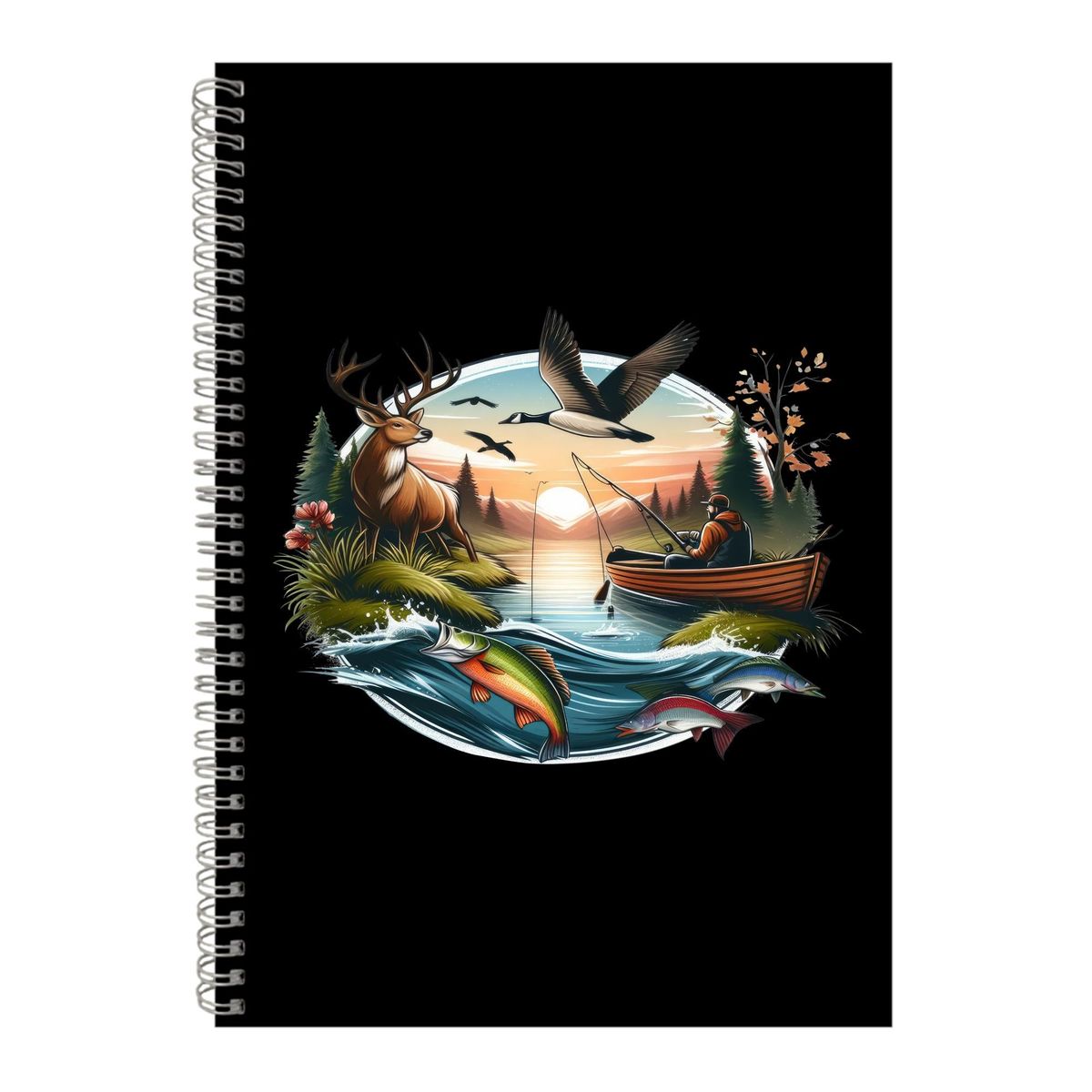 Lake Trout A4 Notebook Spiral Lined Fishing Lovers Graphic Notepad Gift ...