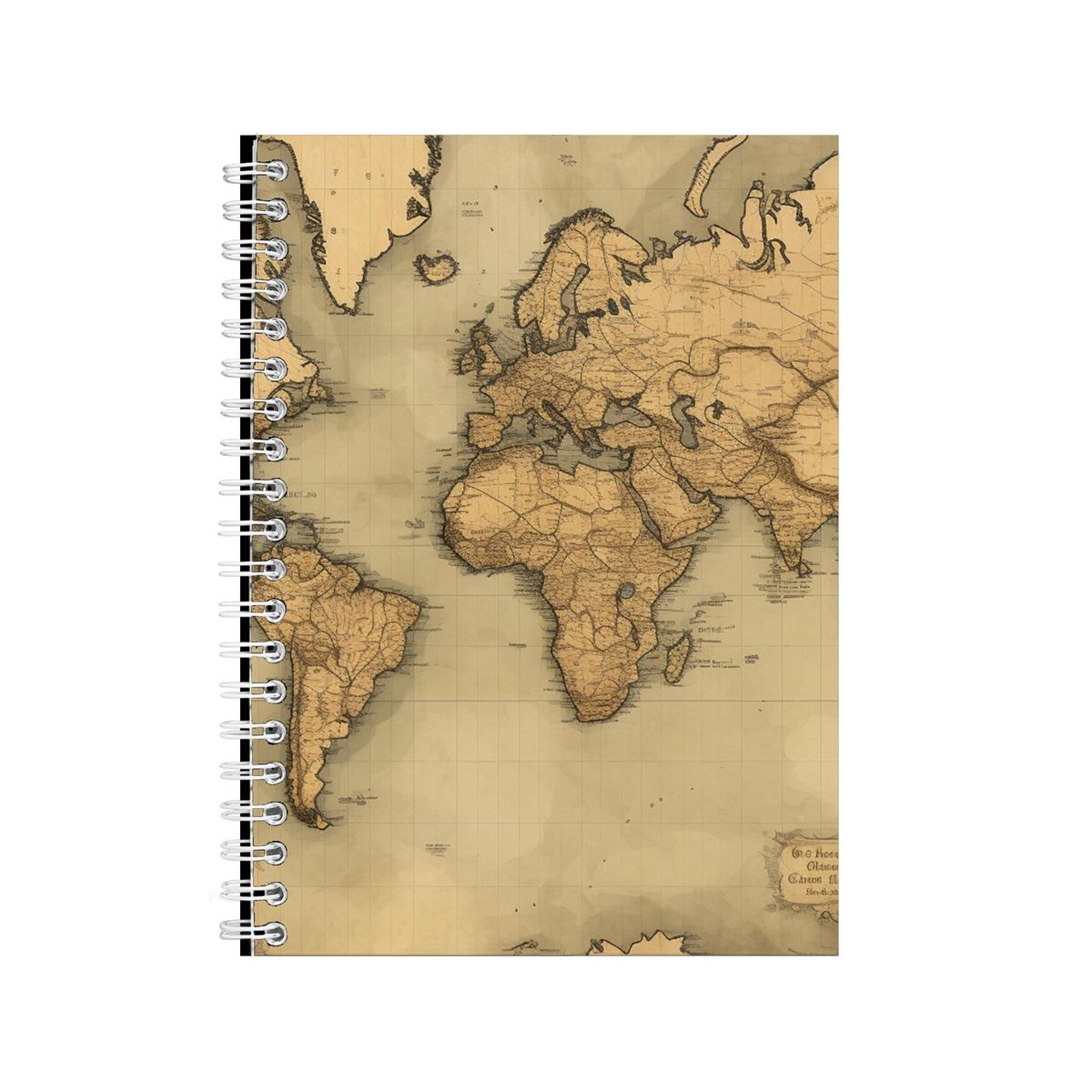 Brown World A5 Notebook Spiral Lined Maps Graphic Notepad Design ...