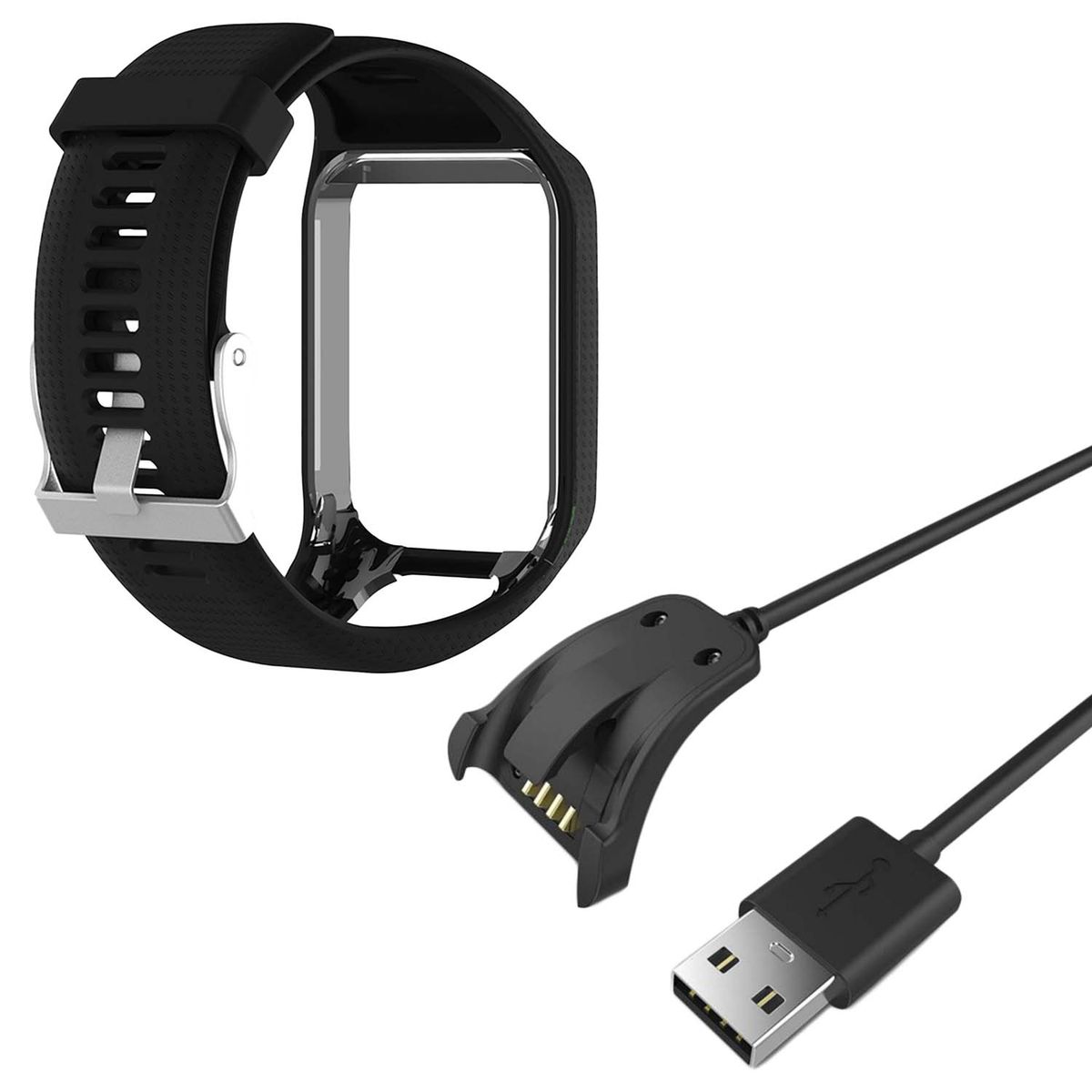 FocusFit Charger And Strap For TomTom Runner 2,3/Spark2, 3/Golfer2, 3 ...