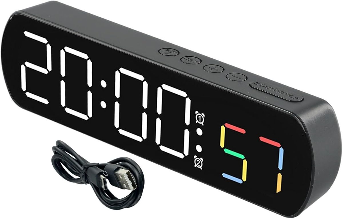 Elegant Clear LED Display Table Alarm Clock 17cm with with Memory ...