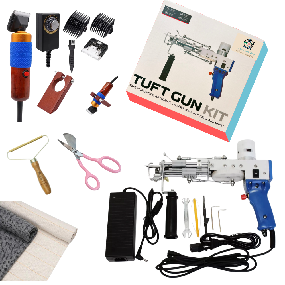 Tufting Kit with KRT 2in1 Tufting Gun, Trimmer with Shearing Guide and ...