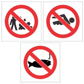 Safety Signs - 3Pc - No Littering, No Swimming, No Fishing - 19cm x ...