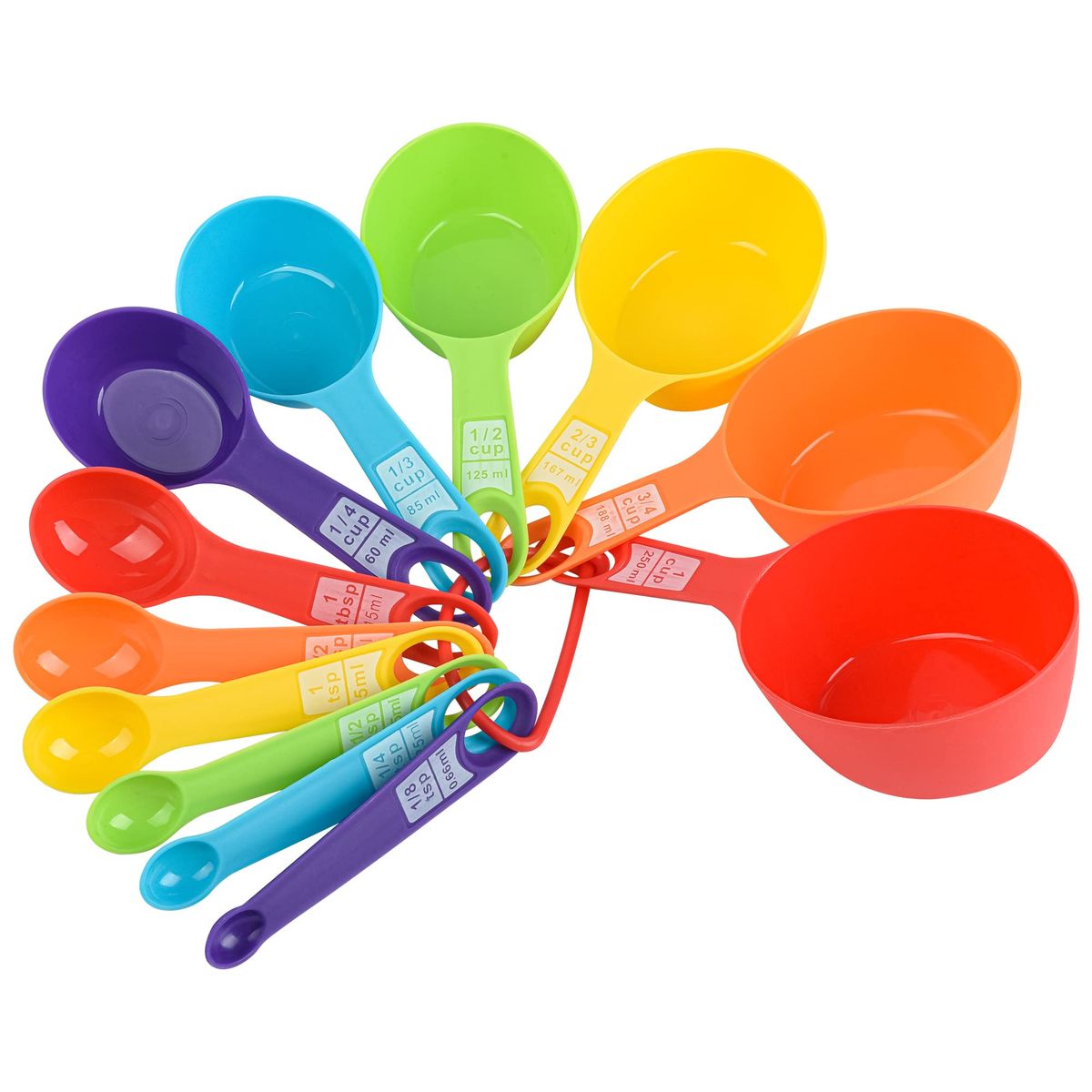 Baking Measuring Cups and Spoons Rainbow Colours - 12 Piece | Shop ...