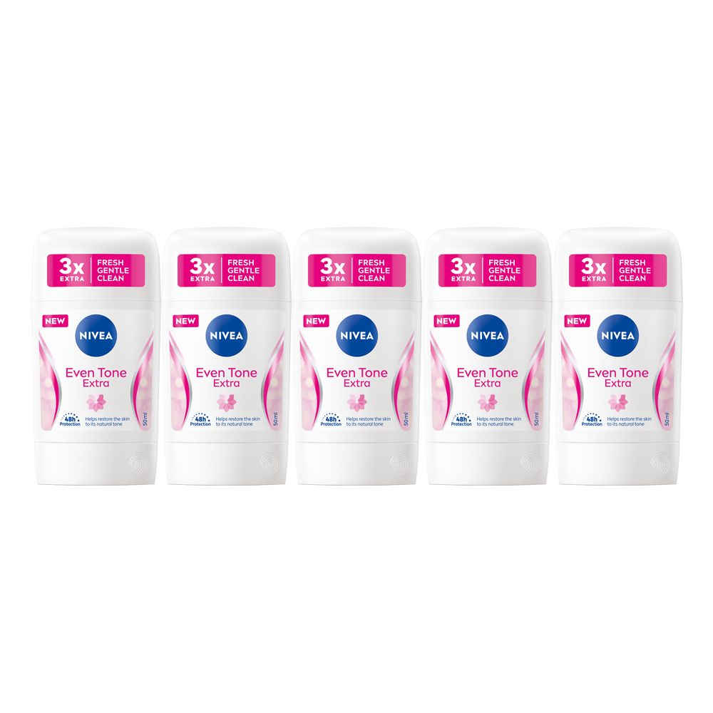 NIVEA Even Tone Extra 48h Anti-Perspirant Stick - 5 x 50ml | Shop Today ...