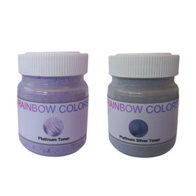 Platinum & Platinum Silver Toner Combo Rainbow Colour Powder Hair Dye ...