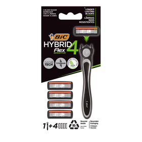 BIC Flex 4 Hybrid Men's Razors, Blister of 1 Handle and 4 Flexible ...