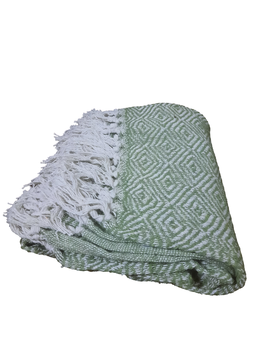 Sage Diamond Pattern - All Seasons Throw with Tassels | Shop Today. Get ...