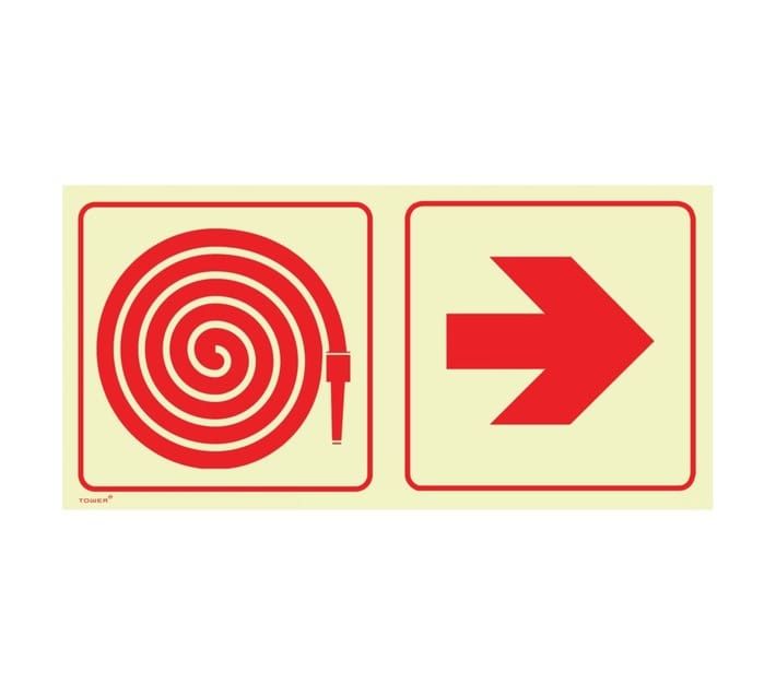 Double Sided Fire Hose and Red Arrow Sign Red/White 380 x 190 mm | Shop ...