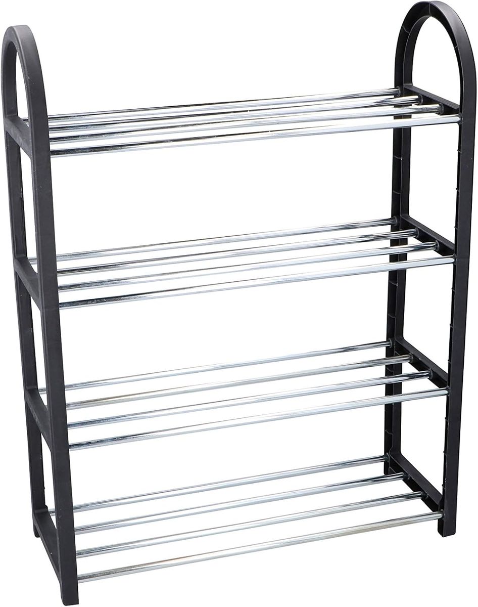 4 Tier Shoe Rack Black/Silver | Shop Today. Get it Tomorrow! | takealot.com