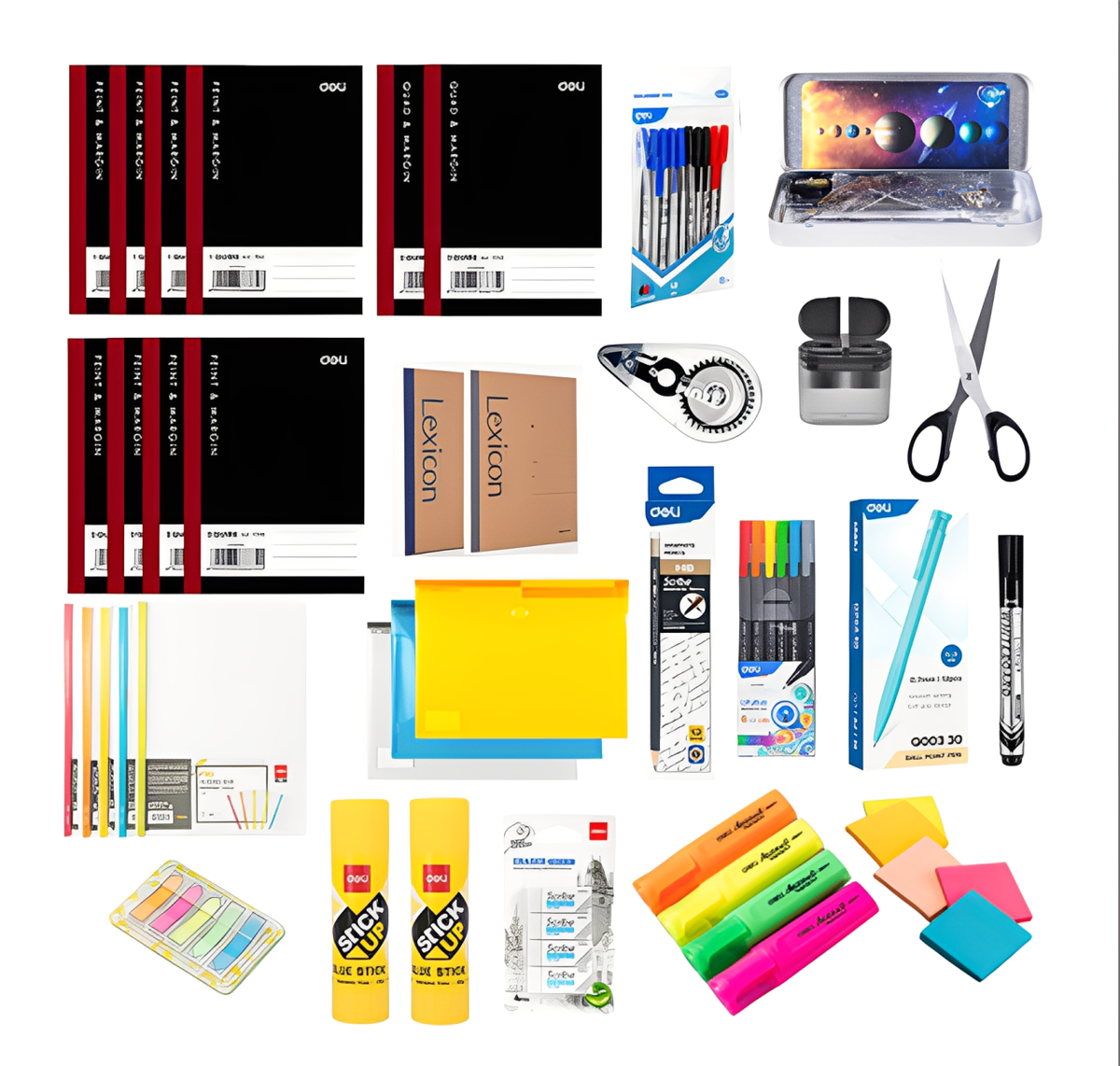 DELI 60+ Pcs High School Stationery Combo Set-Back to School All-in-One ...