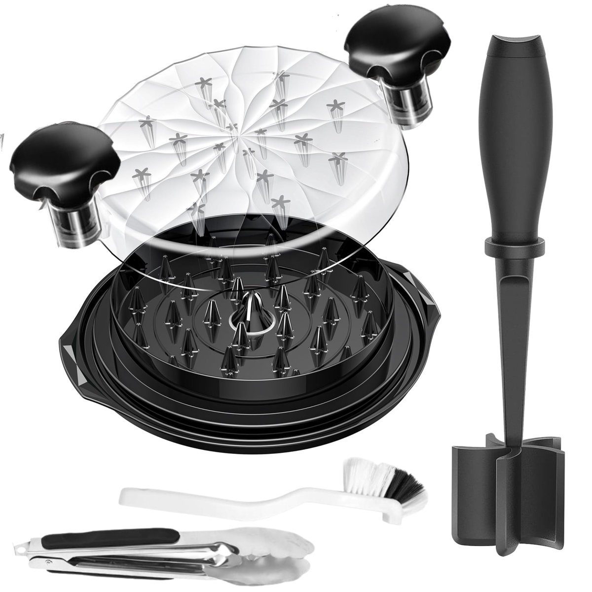 4 Piece Premium Chicken Shredder, Meat Chopper with Tong & Cleaning ...