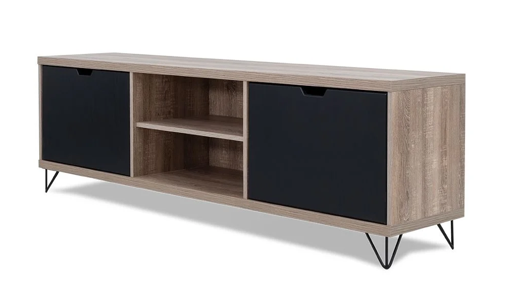 Smart TV/Plasma Stands with Two Drawers and Shelves - Oak & Black ...