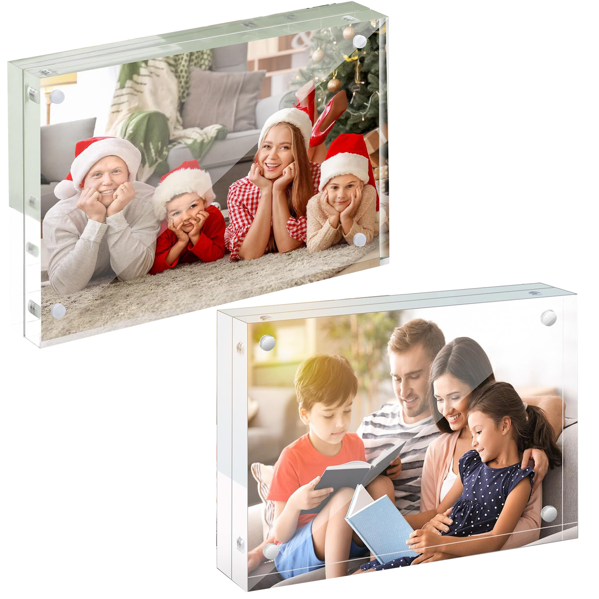 2 Pack 4x6" Magnetic Clear Acrylic Picture Frames Dual Side Photo Frame ...