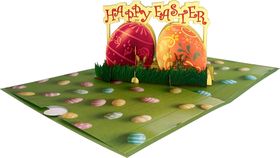 3D Pop-Up Greetings Card - Happy Easter With Eggs - Metallic Cardstock ...