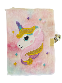 Fluffy Unicorn Diary Notebook with Lock - A5 - Purple & Pink | Shop ...