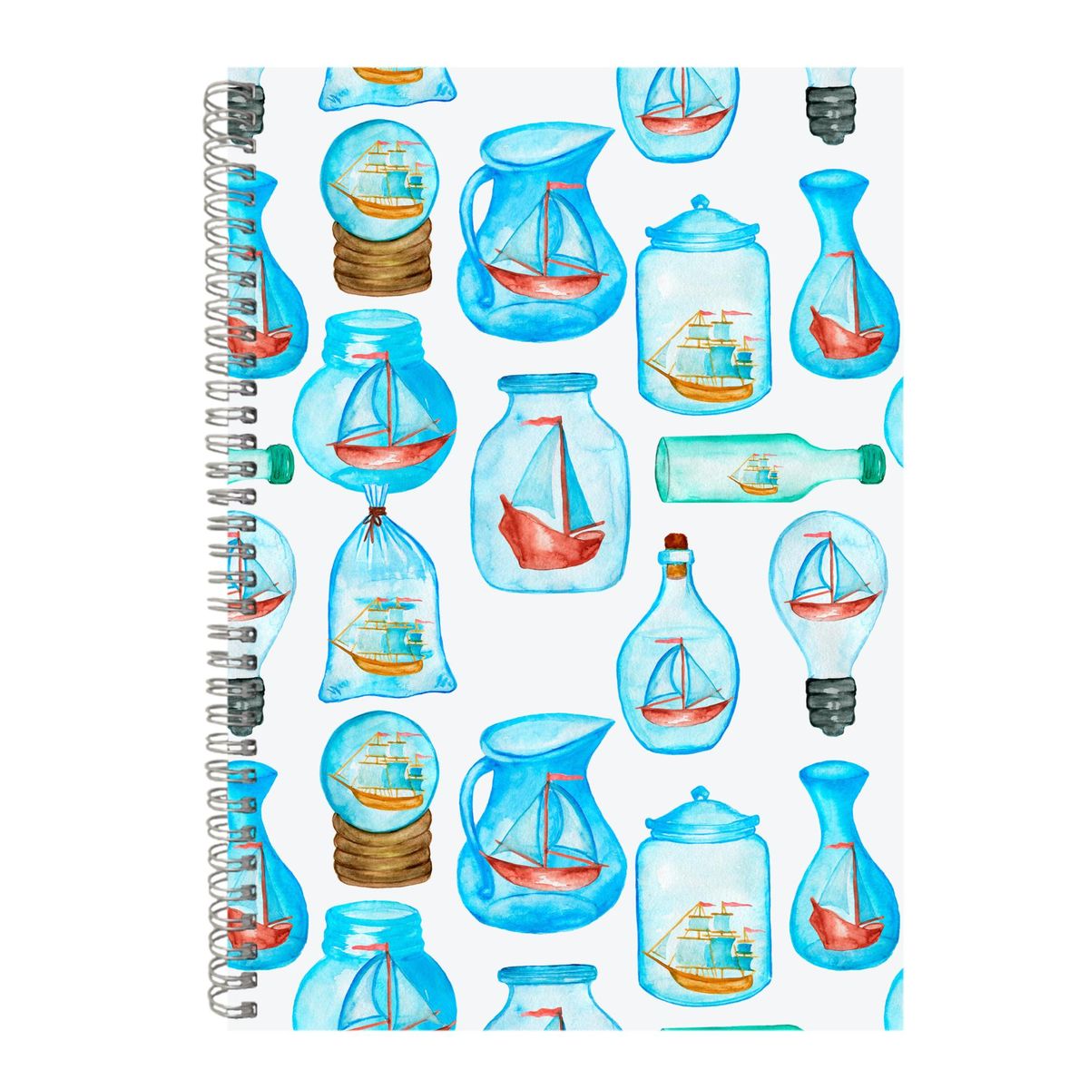 Bottle A4 Notebook Spiral and Lined Sea Lovers Graphic Notepad Present ...