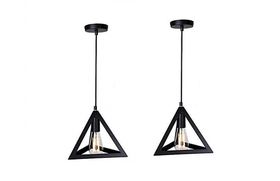 Black Metal Triangle Shape Hanging Light Set Of Two - EMS | Shop Today ...