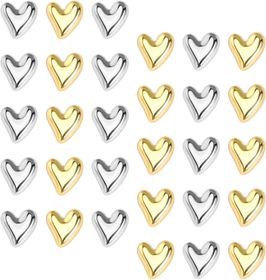 30pcs Heart-Shaped Thumb Tacks Gold and Silver Plated Decorative Push ...
