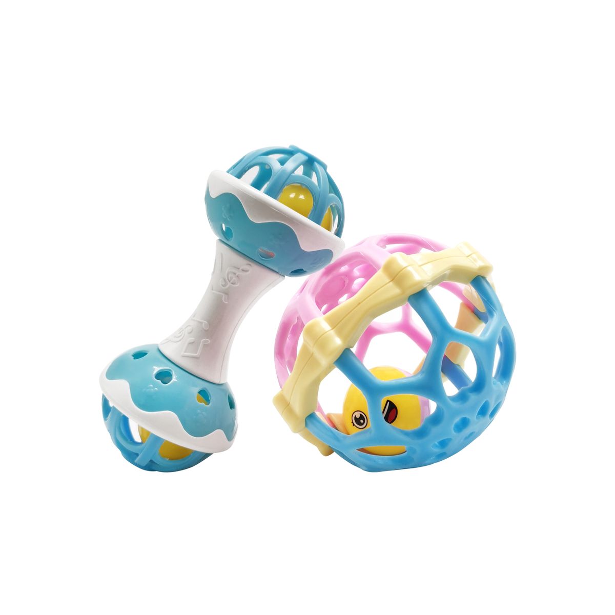 Baby Rattle Shakers Soft and Pliable Loop Design Ball Teether Set ...