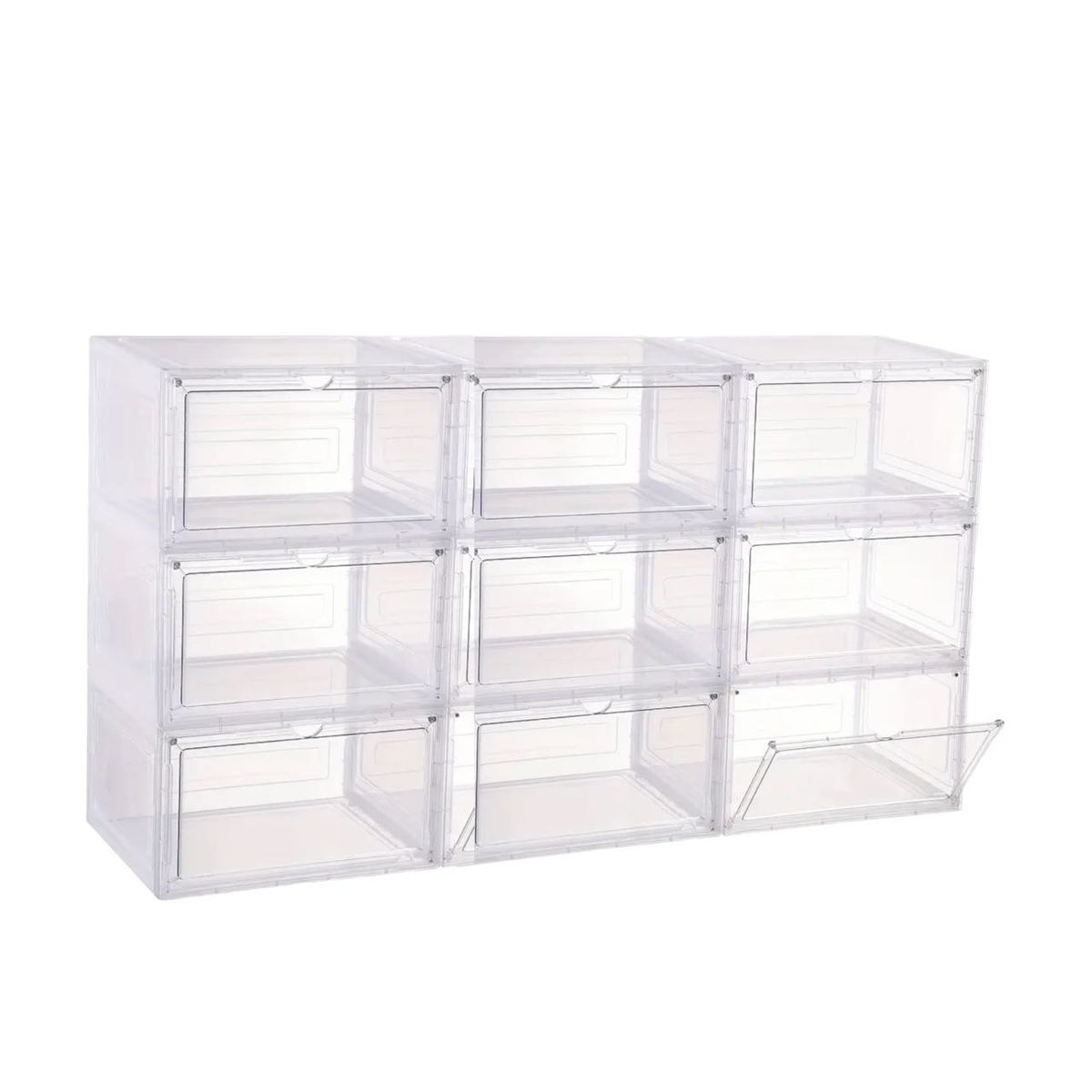 9pcs Foldable Shoe Box Storage Stackable Plastic Sneaker Organizer ...
