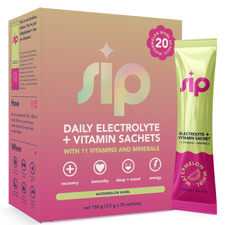 SIP Daily Electrolyte & Vitamin Sachets - Watermelon Whirl - 20 Pack ...