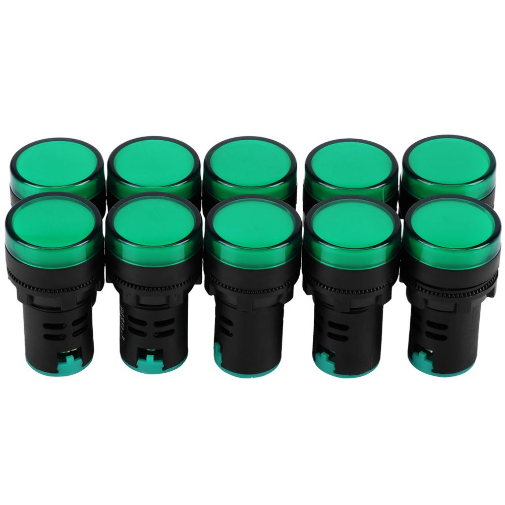 22mm LED Signal Light 24V AC/DC 10Pcs Indicator Lamp Green for General ...