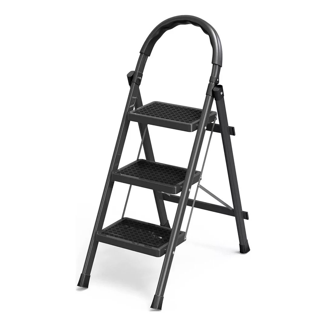 High quality 3 step stainless steel folding ladder with portable steps ...
