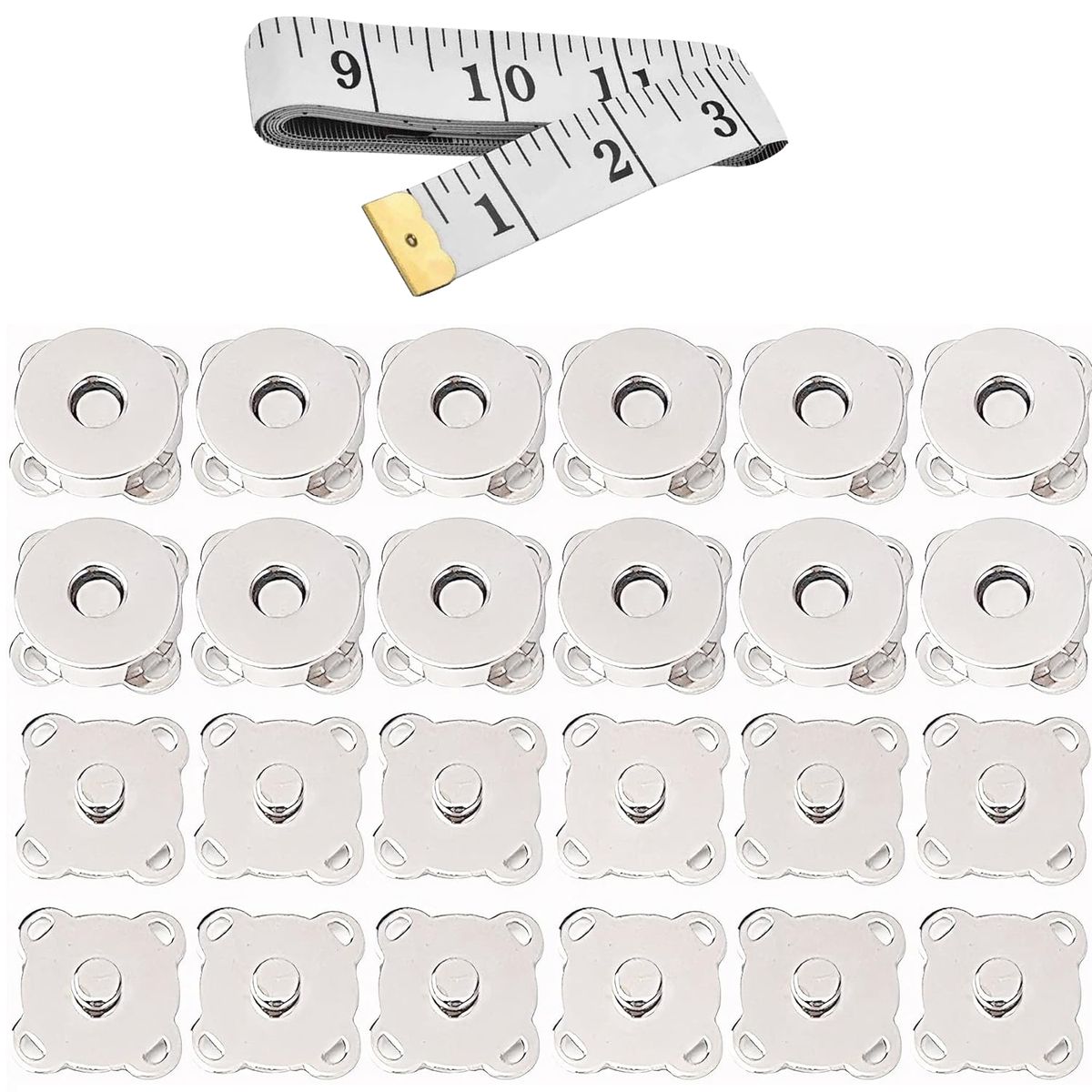 12 Pack Silver Magnetic Snaps Buttons Clasps with Tape Measure | Shop ...
