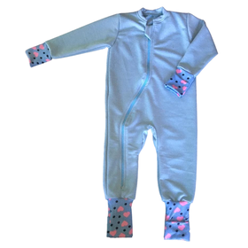 Easy Over Babygro - With Fold over Mittens - Baby Blue & Hearts | Shop ...