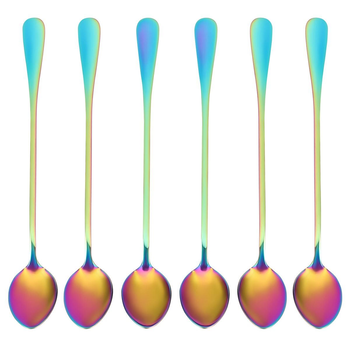Coffee Teaspoons, Set of 6 Rainbow Color Coffee Spoon, Pointed Head ...